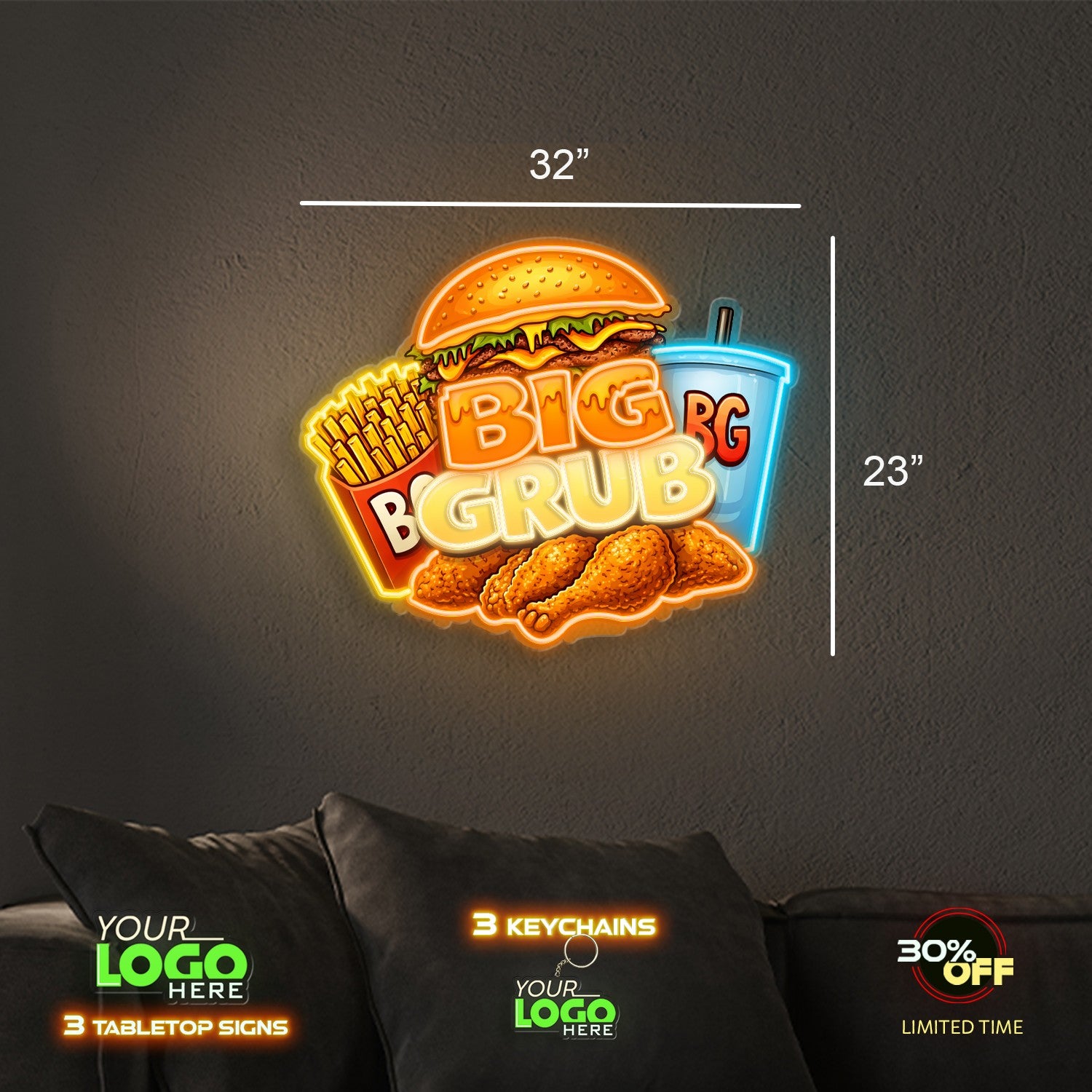 BIG GRUB | LED NEON SIGN – Lemon Sign LLC